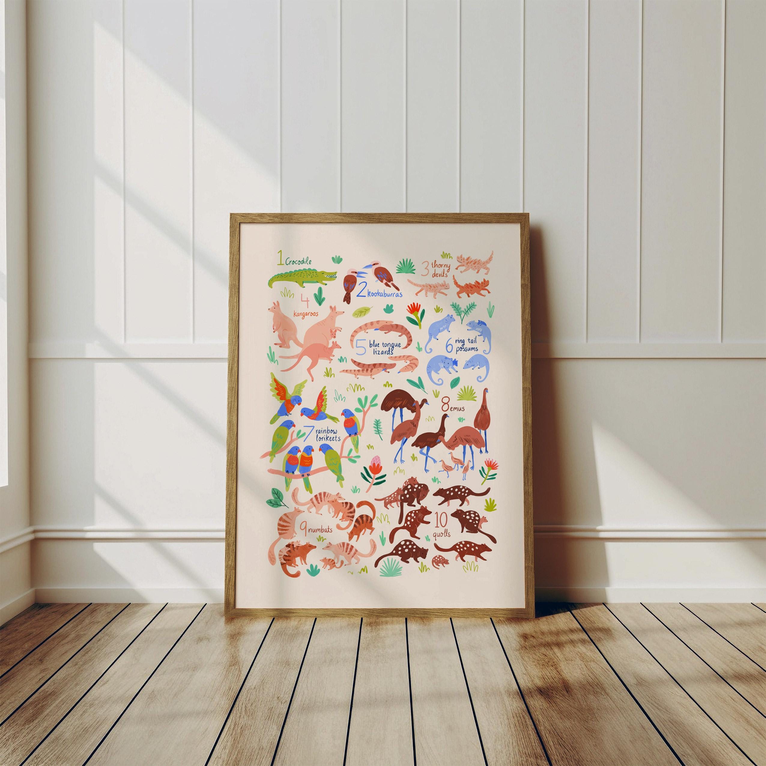 Australian Animal Numbers Poster for Children's Nursery. Counting 1-10 ...
