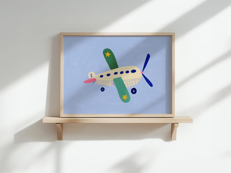 Impresión de avión colorido, impresión de guardería infantil - Etsy España