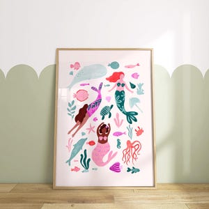Printable Mermaid Poster for Kids Bedroom, Nursery or Playroom. Girls ...