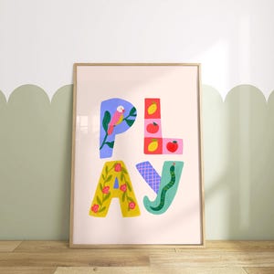 Printable Play Poster for Kids Bedroom, Nursery or Playroom. Children's ...