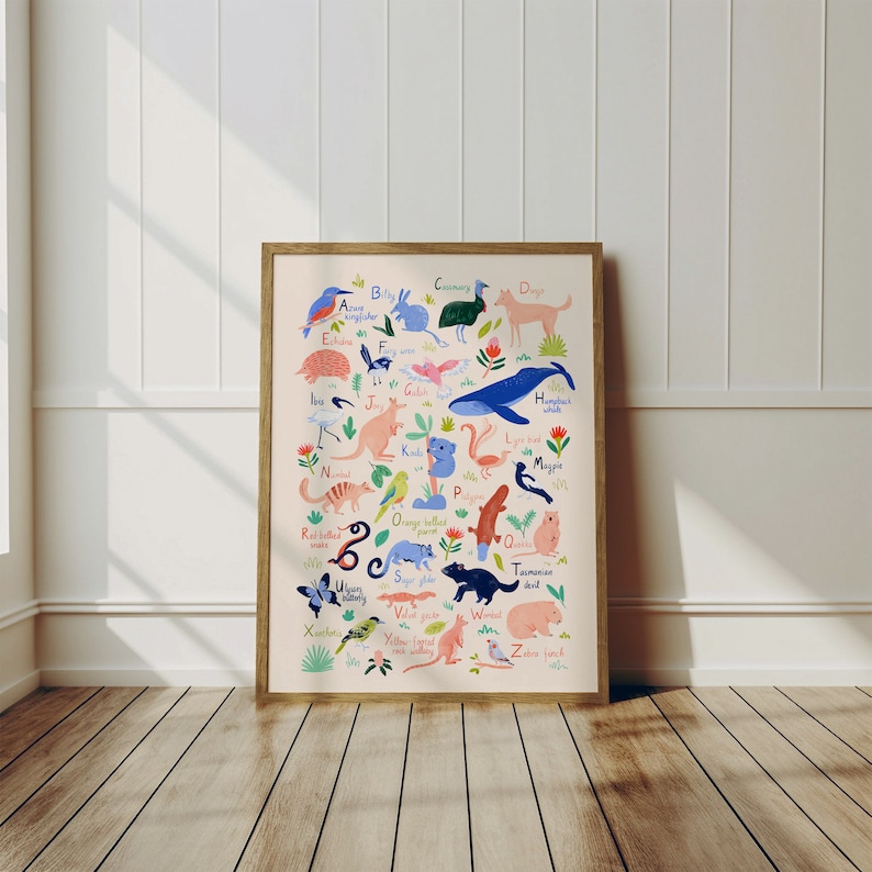 ABC Australian Animal Alphabet Poster for Children's Nursery - Etsy ...