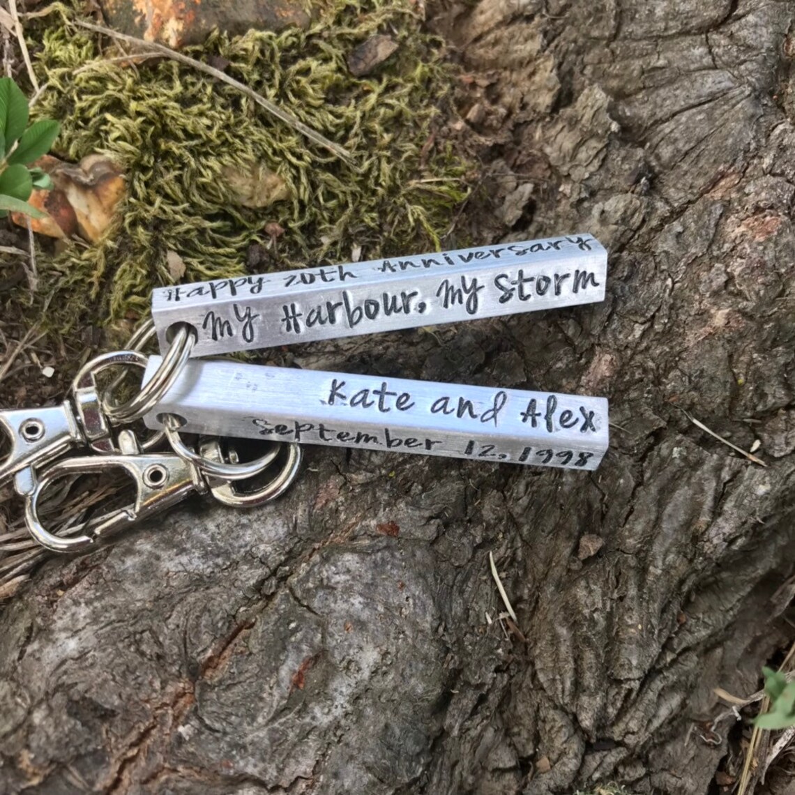 Pair of Copper or Aluminum 4 Sided Bar Keychain 2 in Couple - Etsy