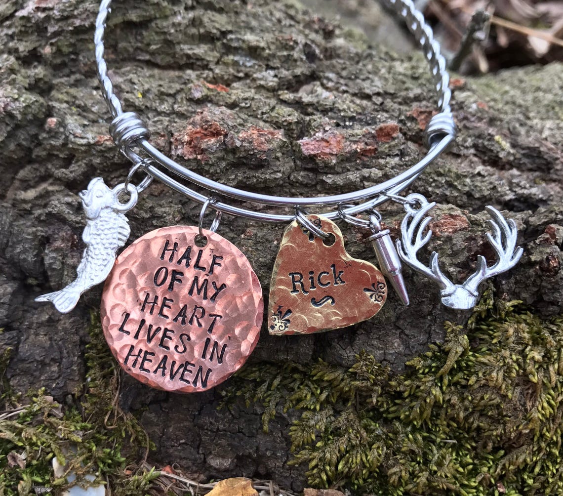 Hand Stamped Memorial Remembrance Bracelet or Necklace Half - Etsy