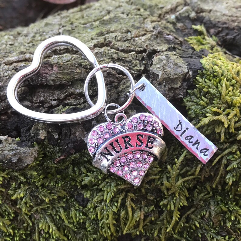 Hand Stamped Nurse Keychain - Handmade Handstamped Personalized RN ...