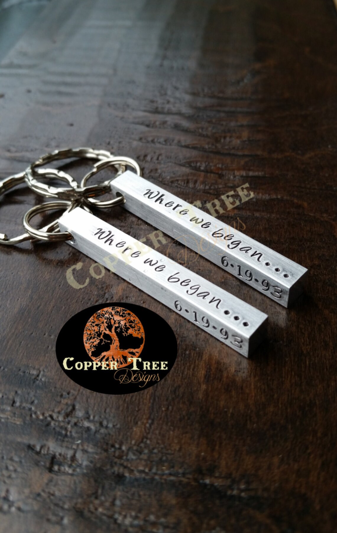 Pair of Copper or Aluminum 4 Sided Bar Keychain 2 in Couple - Etsy