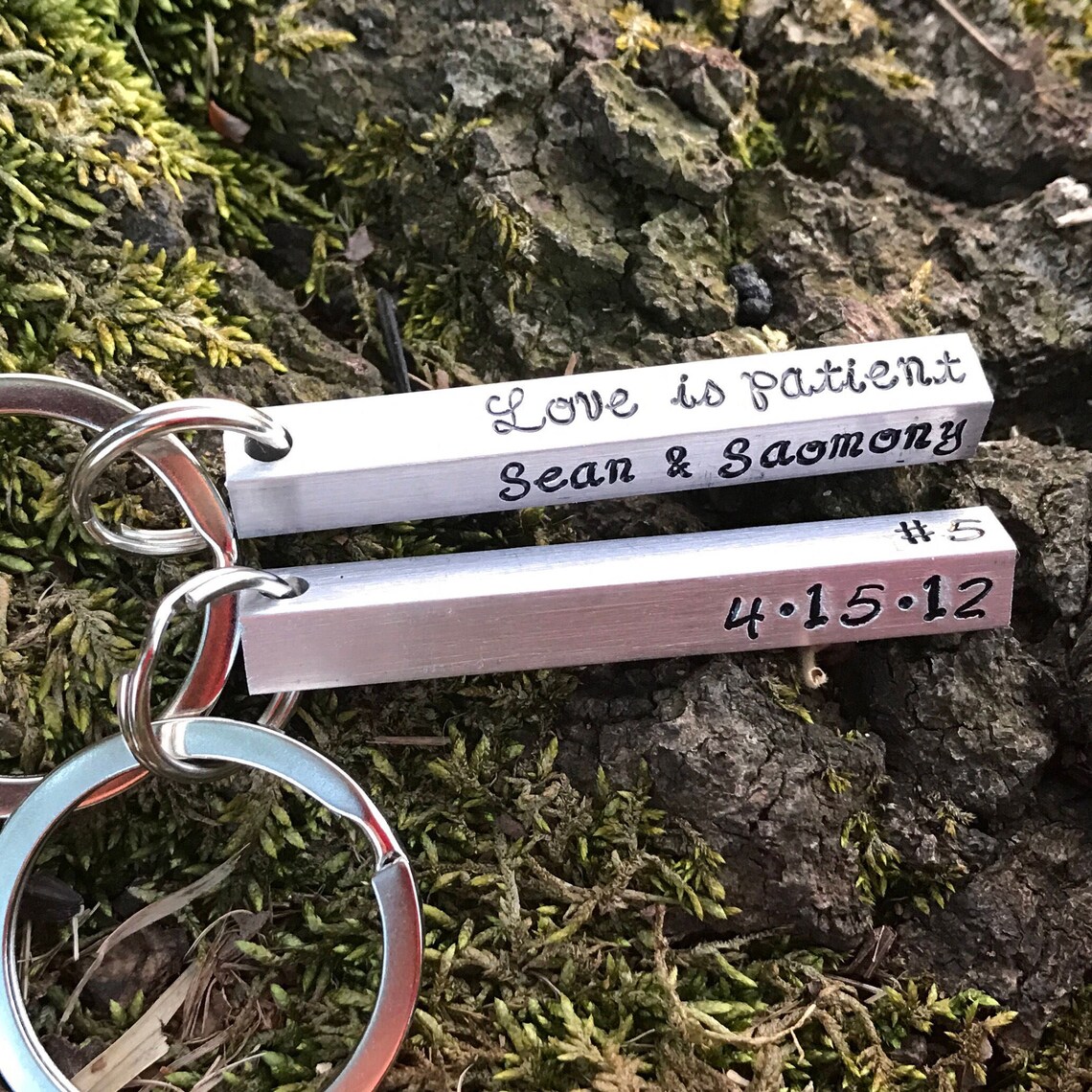 Pair of Copper or Aluminum 4 Sided Bar Keychain 2 in Couple - Etsy