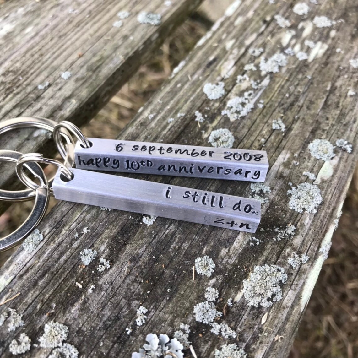 Pair of Copper or Aluminum 4 Sided Bar Keychain 2 in Couple - Etsy