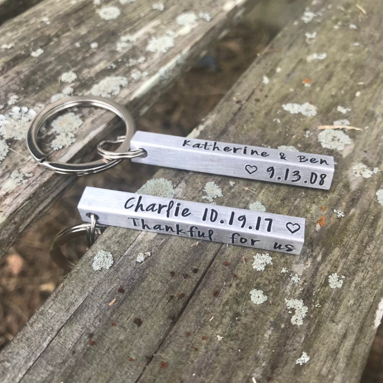 Pair of Copper or Aluminum 4 Sided Bar Keychain 2 in Couple - Etsy