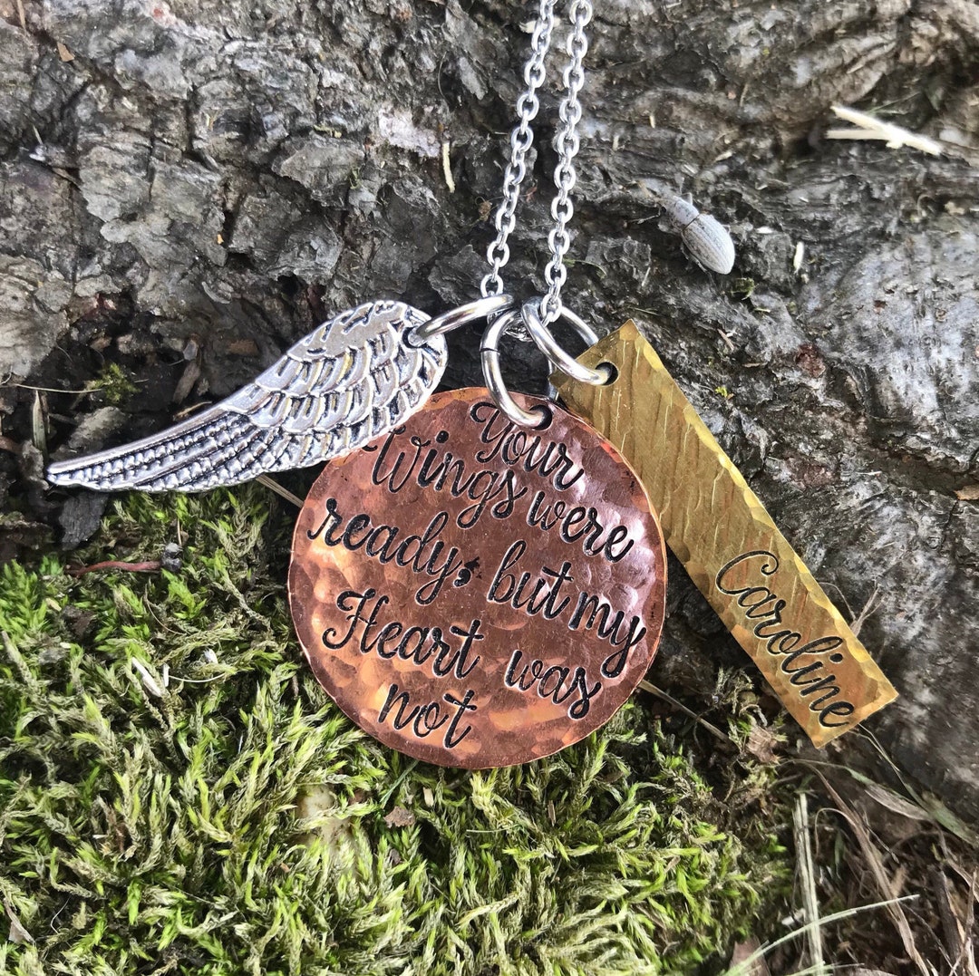 Your Wings Were Ready but My Heart Was Not Hand Stamped Necklace ...