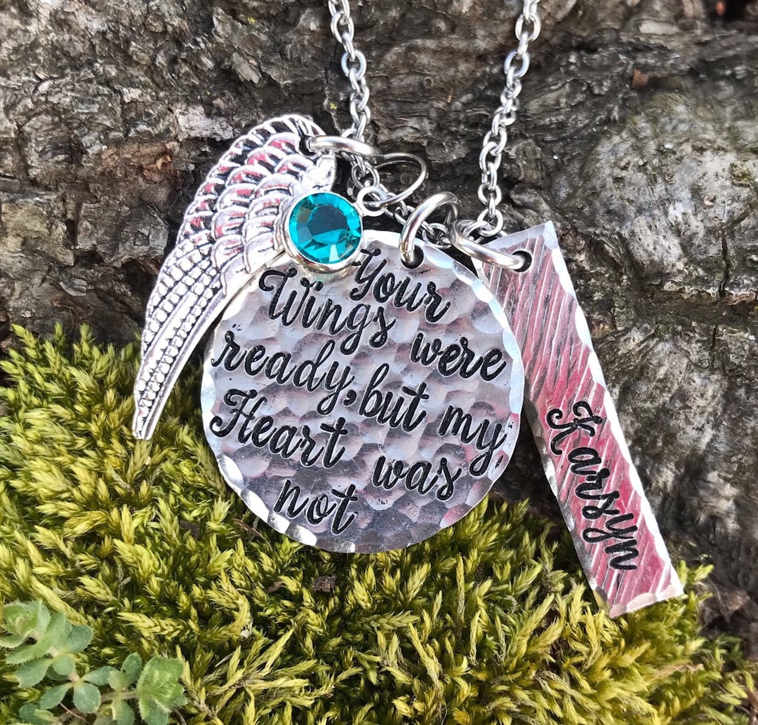 Your Wings Were Ready but My Heart Was Not Hand Stamped Necklace ...