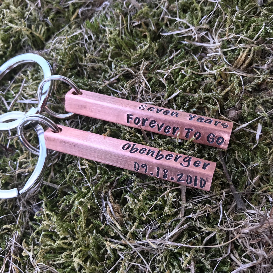 Pair of Copper or Aluminum 4 Sided Bar Keychain 2 in Couple - Etsy