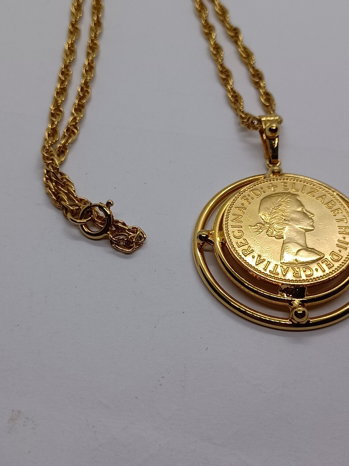 Vintage Ducas Golden Pendant on Chain - Etsy