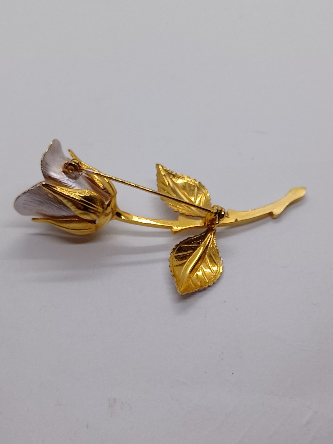 Vintage Silver and Gold Single Rose Brooch - Etsy