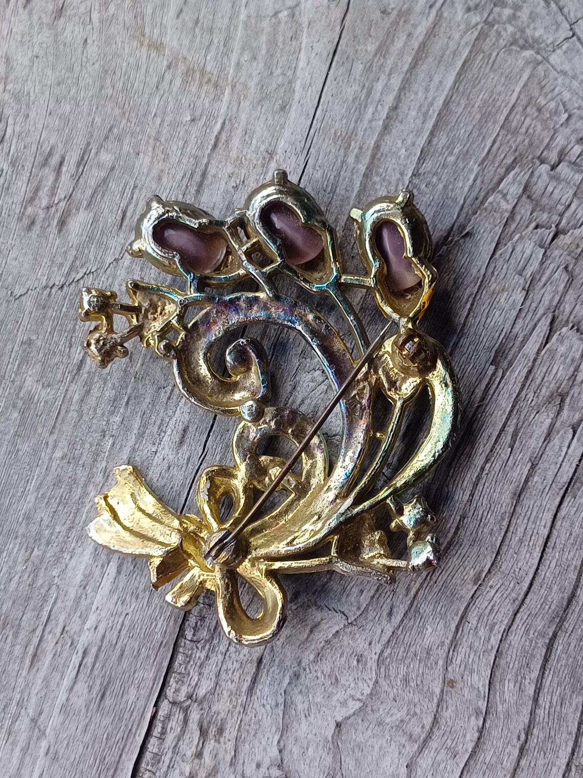 Vintage Purple Tiger Eye Bud Bouquet Broach. - Etsy