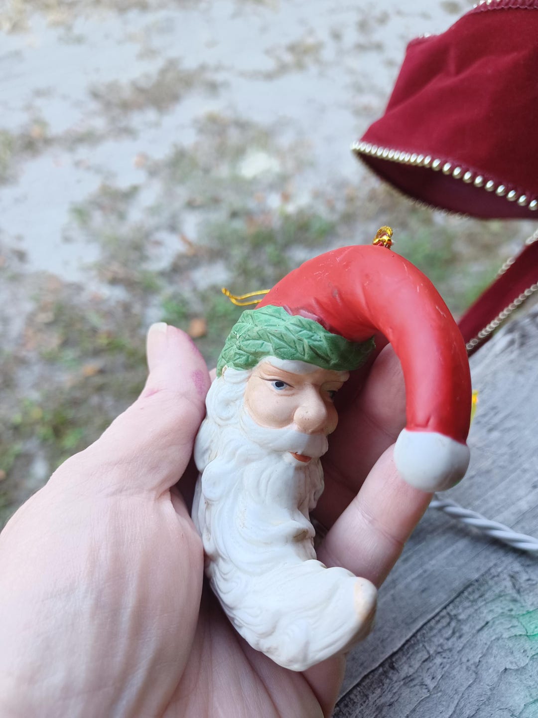 Vintage 1997 Cresent Moon Ceramic Santa - Etsy