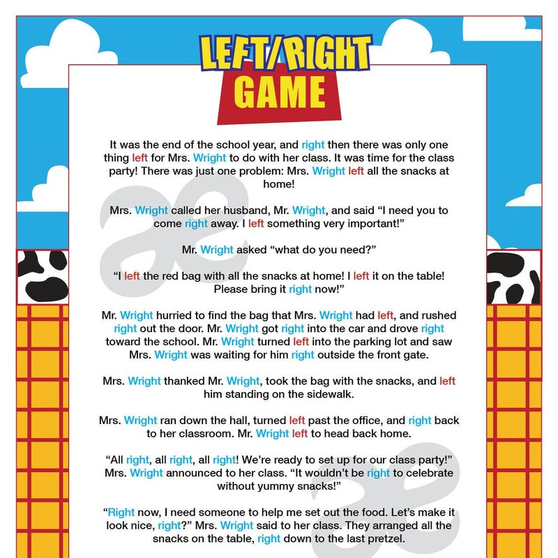 Left Right Game - Etsy