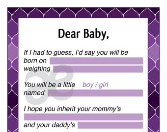 Printable Baby Shower Activity: Dear Baby Letter Instant | Etsy