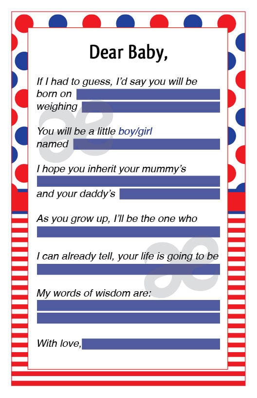 Printable Baby Shower Activity: Dear Baby Letter - Instant Download ...