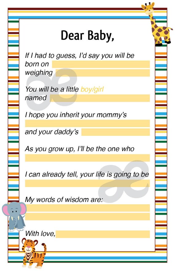 Printable Baby Shower Activity: Dear Baby Letter Instant | Etsy