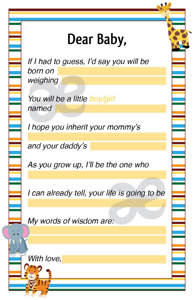 Printable Baby Shower Activity: Dear Baby Letter - Instant Download ...