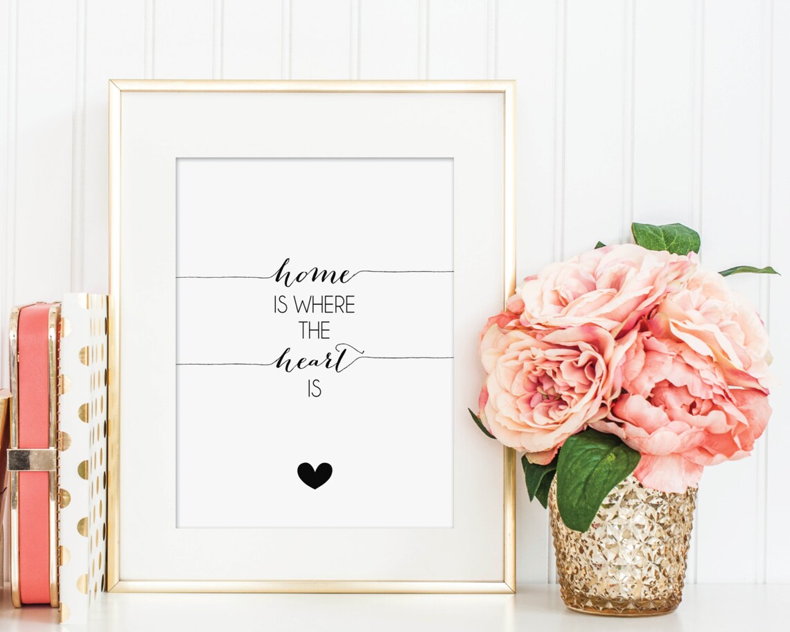 PRINTABLE Home is Where the Heart is Hand Lettering Print Instant ...
