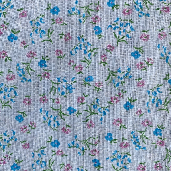 Light Blue Calico Fabric - Etsy