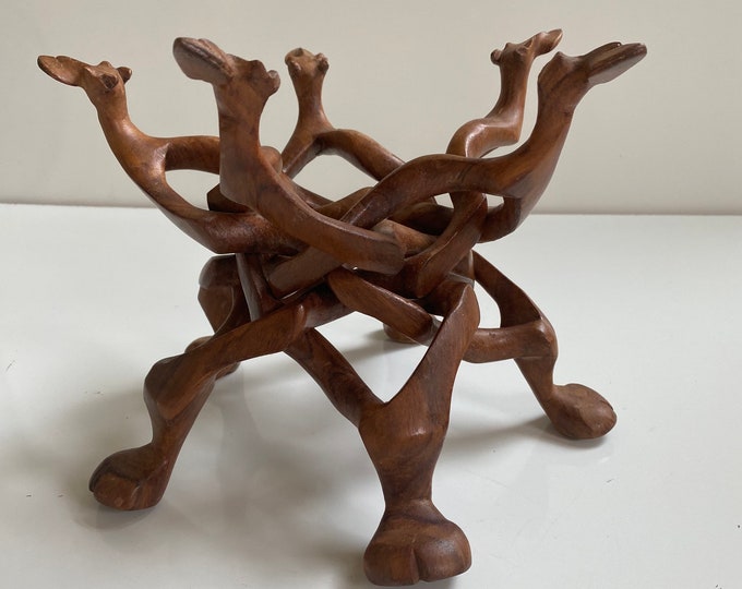 Vintage Carved Wood Plant Stand Five Legs Collapsible - Etsy