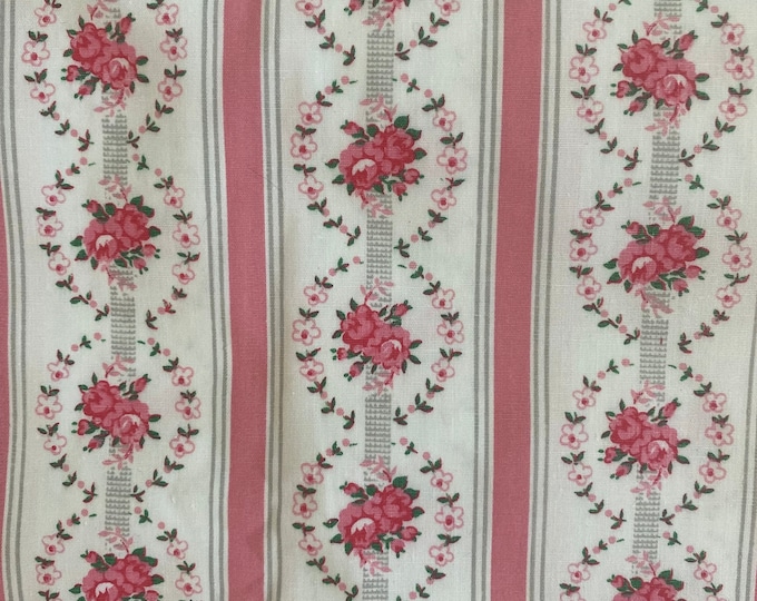 Vintage Pillow Ticking Fabric Pink Floral Farmhouse Country - Etsy