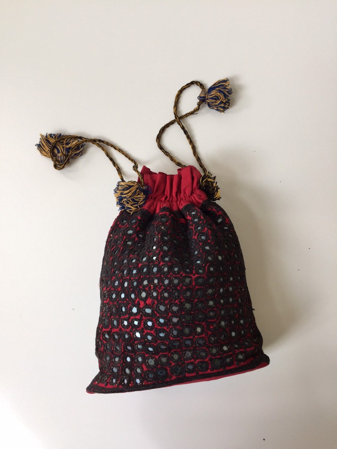 Vintage Boho Drawstring Bag 1970s Made in India - Etsy