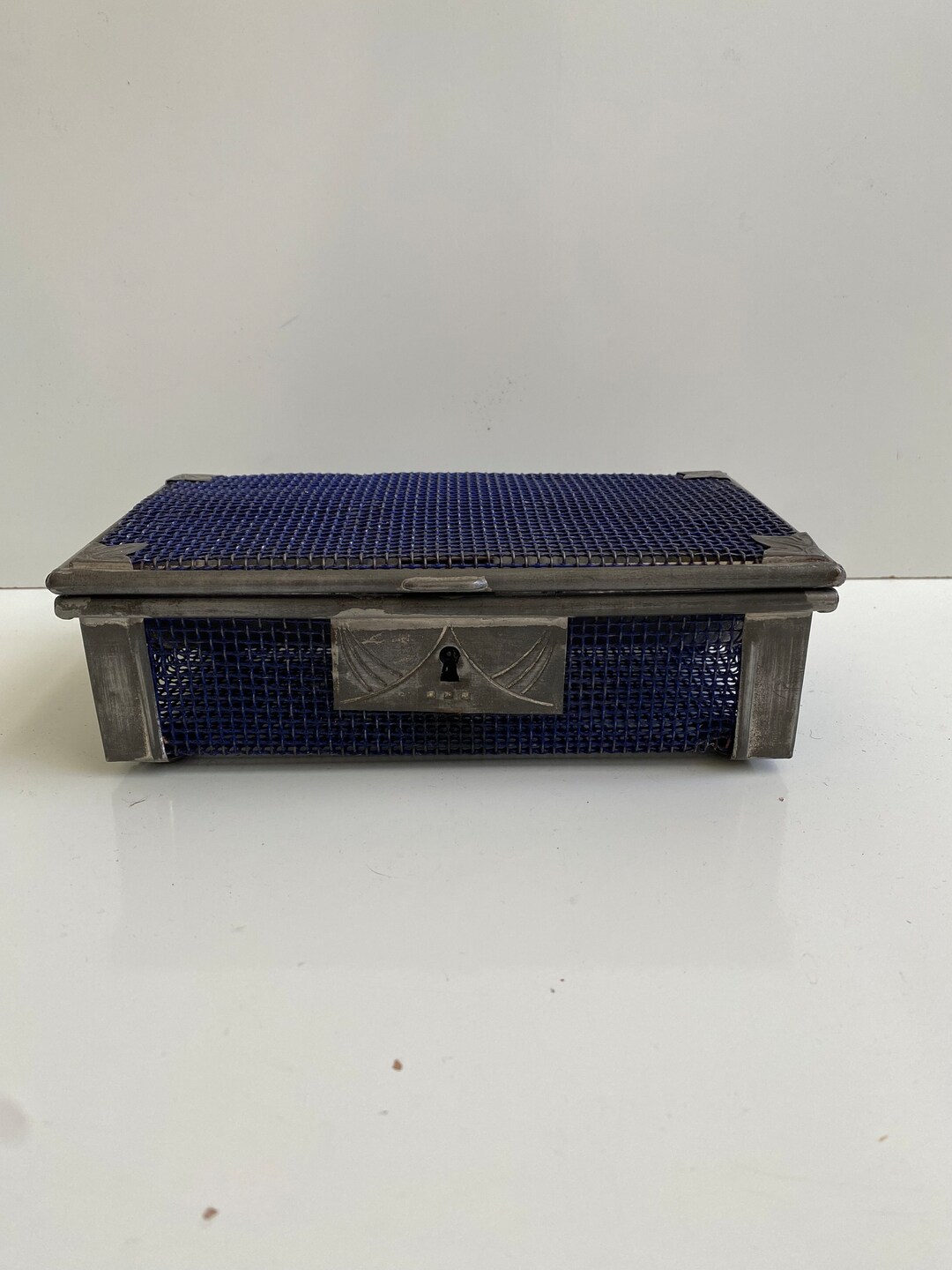 Vintage Metal Cash Box With Tray and Key Blue Mesh 1920s 30s - Etsy