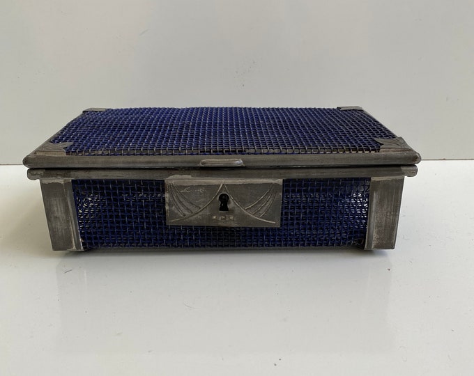 Vintage Metal Cash Box With Tray and Key Blue Mesh 1920s 30s - Etsy
