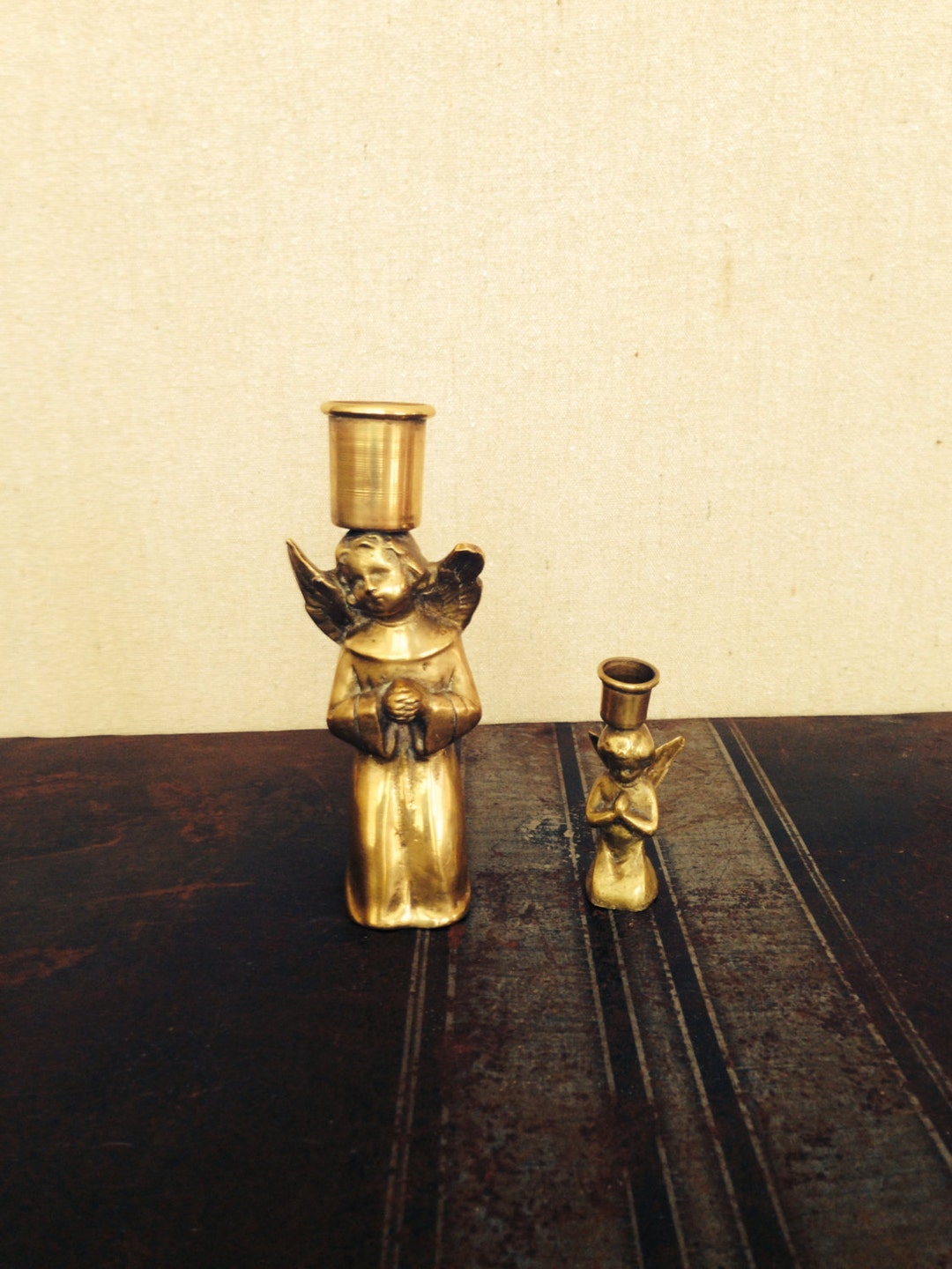 Vintage Solid Brass Angel Candleholders - Etsy