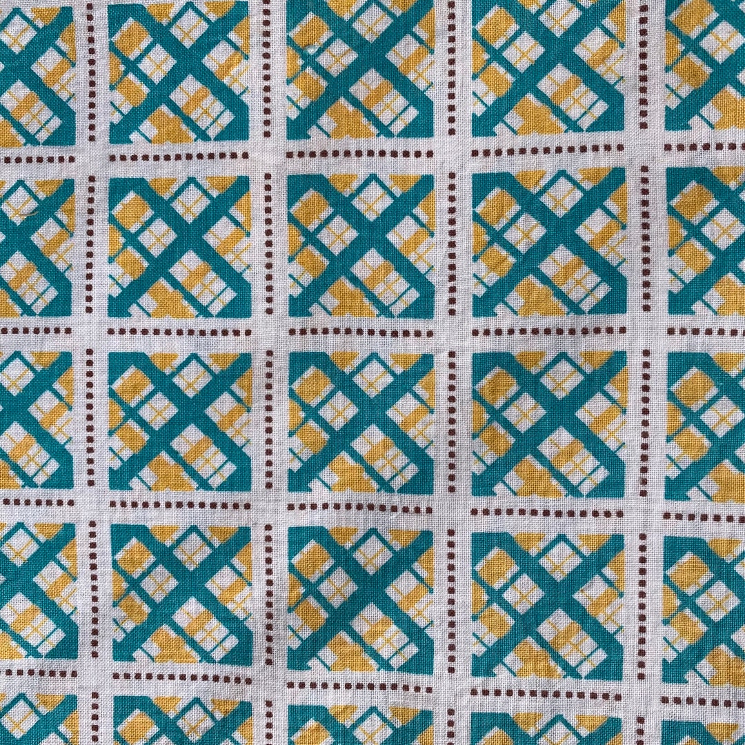 Vintage 1930s 40s 50s Cotton Feed Sack Fabric Geometric Print - Etsy