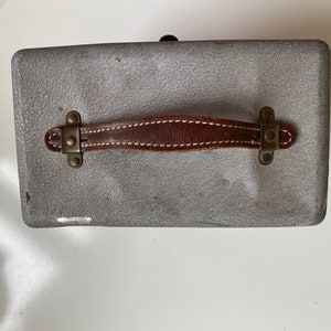 Vintage Metal Storage Box With Leather Handle - Etsy