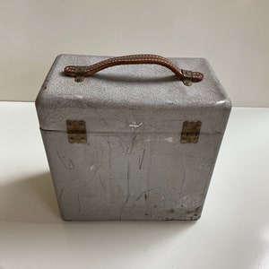 Vintage Metal Storage Box With Leather Handle - Etsy