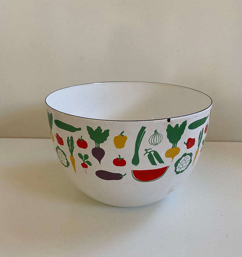 Finel Arabia Enamel Bowl Vegetable Pattern Vintage MCM - Etsy