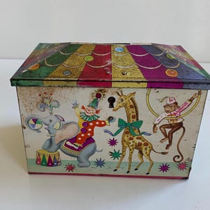 Vintage 1970s Circus Tin Litho Coin Bank - Etsy