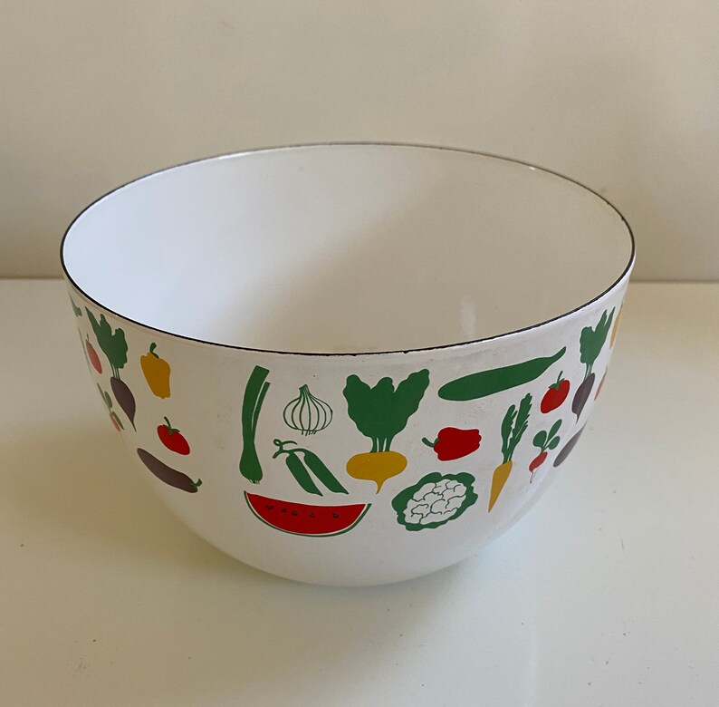 Finel Arabia Enamel Bowl Vegetable Pattern Vintage MCM - Etsy