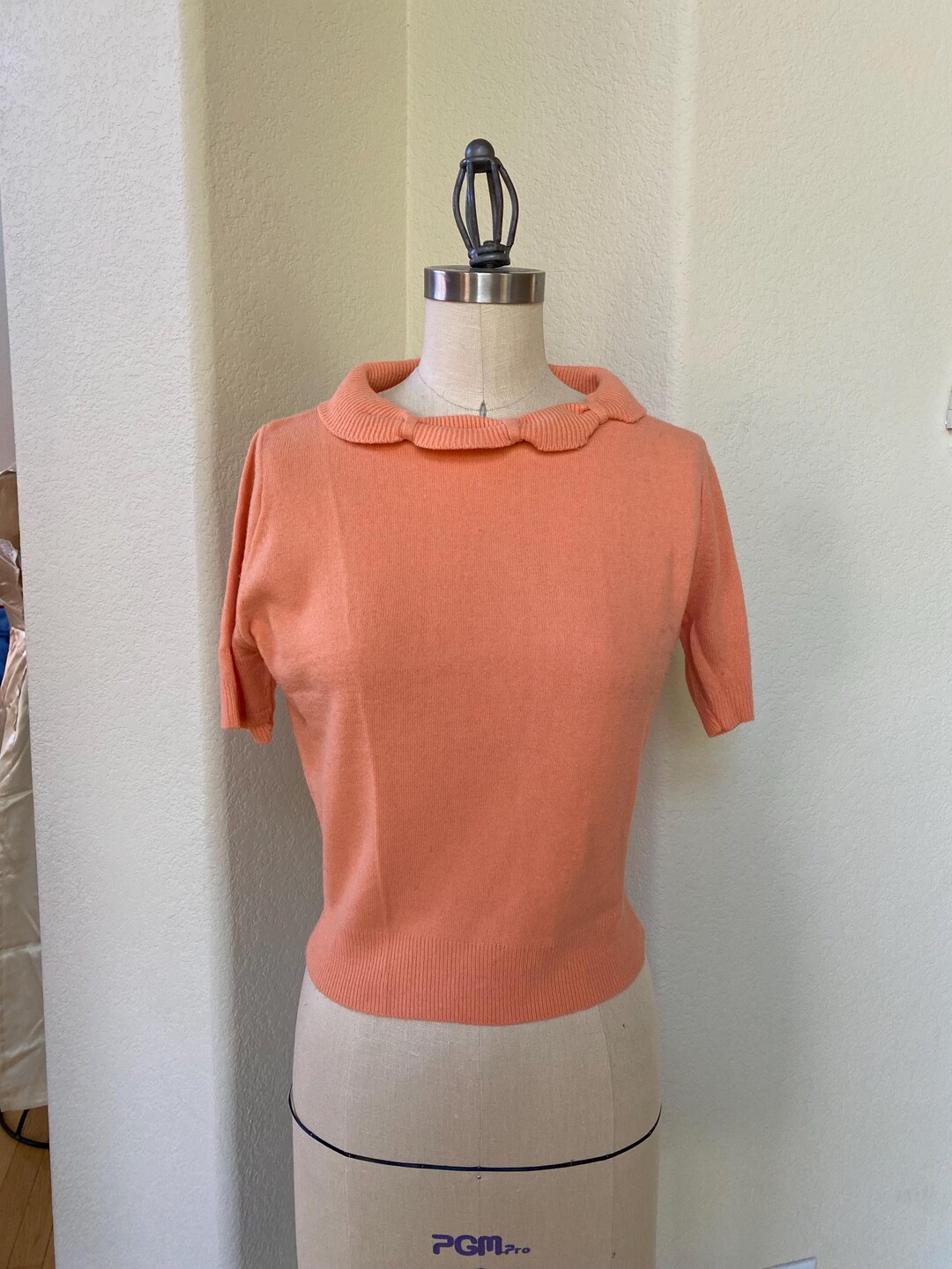 Vintage Sweater 1950s 60s Pin-up Short Sleeved Peach Small - Etsy