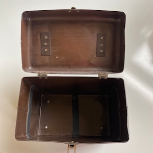 Vintage Metal Storage Box With Leather Handle - Etsy