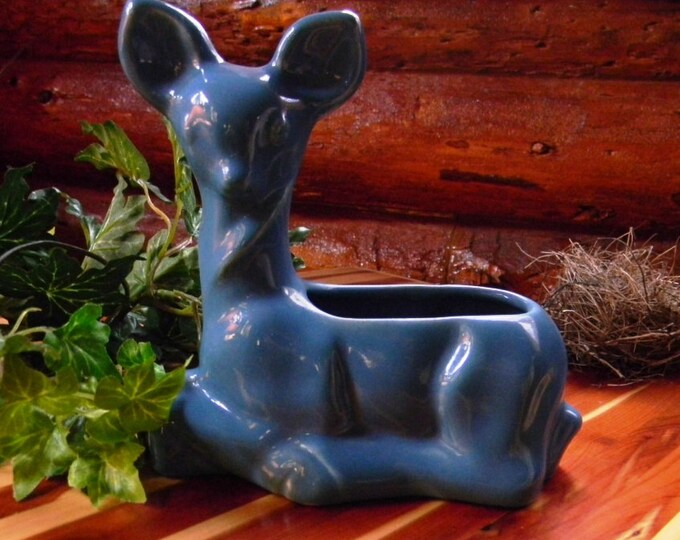 Vintage Red Wing Pottery Rare Blue Deer Planter 1338 - Etsy