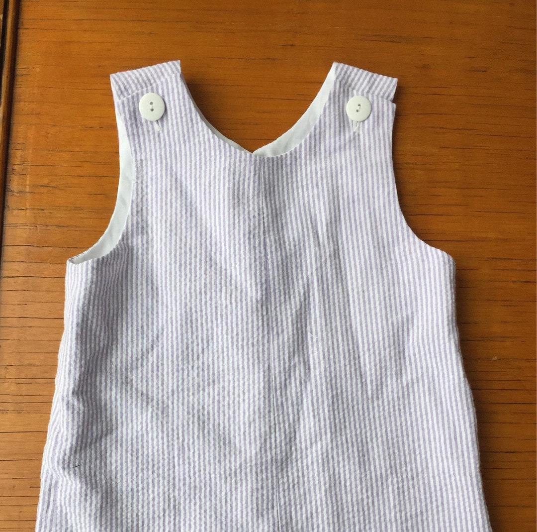 Purple and White Striped Seersucker Overalls, Light Purple Striped ...