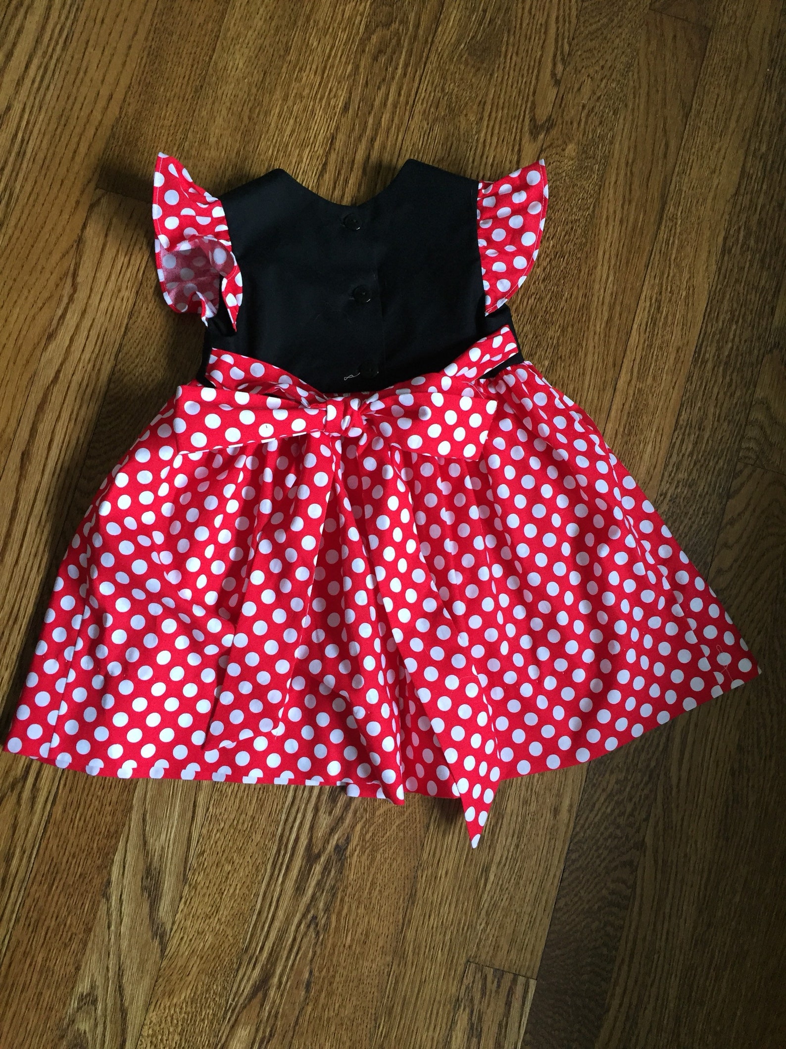 Minnie Mouse Dress, Monogrammed Dress, Red Polka Dot Flutter Sleeve ...