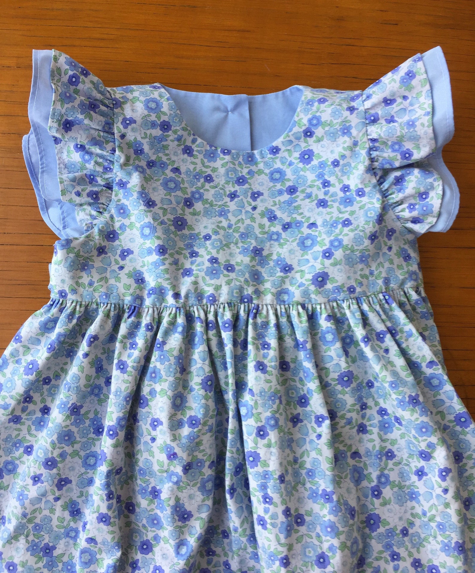 Toddler Blue Flower Flutter Sleeve Dress for Girls, Blue Floral, Easter ...