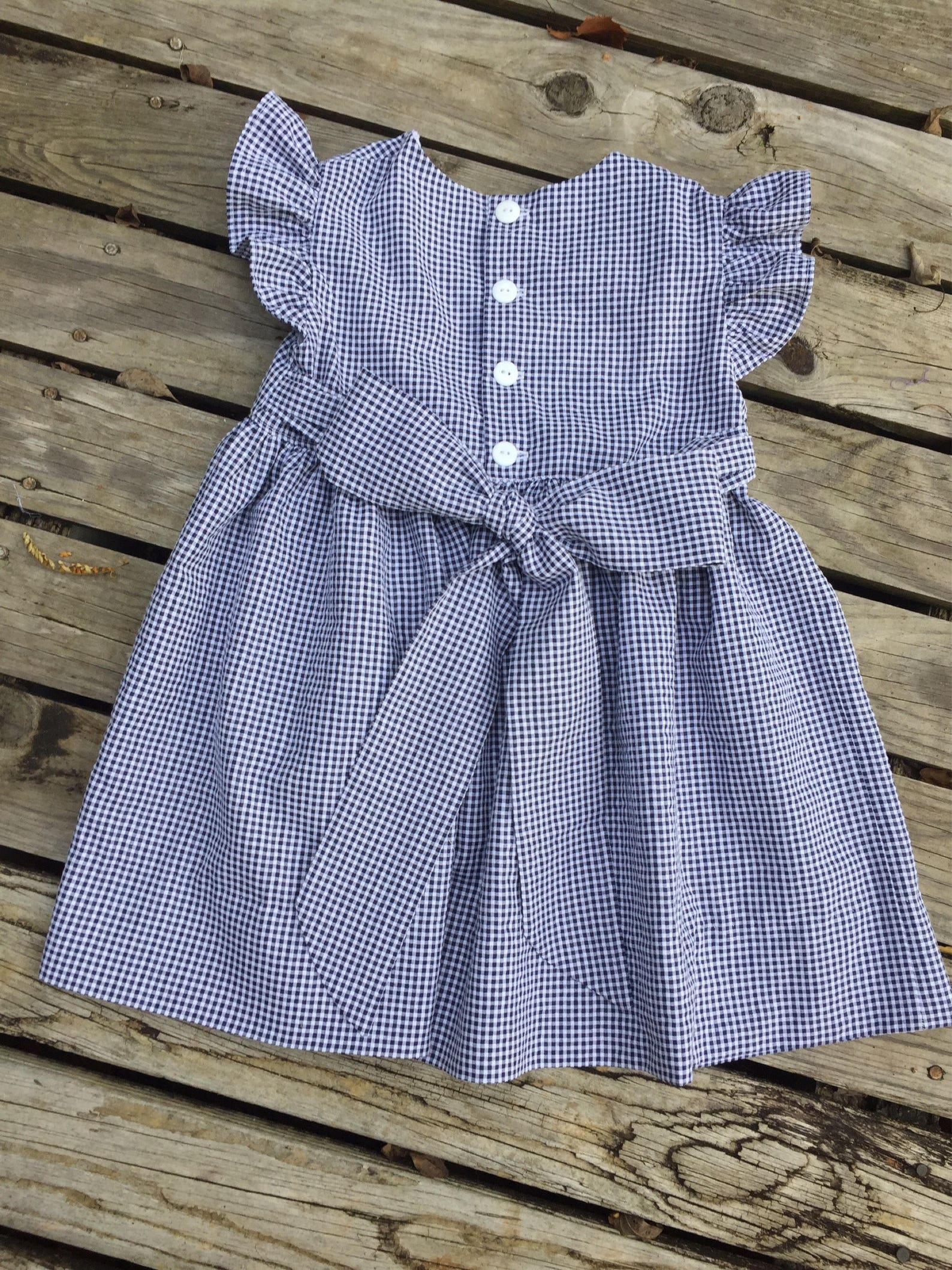 Blue Seersucker Flutter Sleeve Girl Dress Navy Blue Dress - Etsy