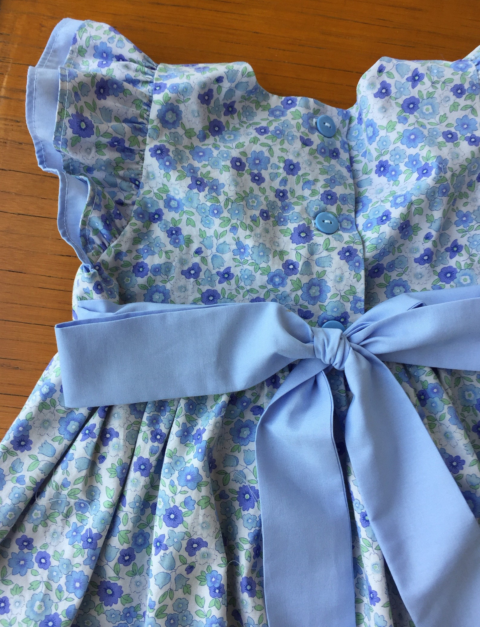 Toddler Blue Flower Flutter Sleeve Dress for Girls, Blue Floral, Easter ...