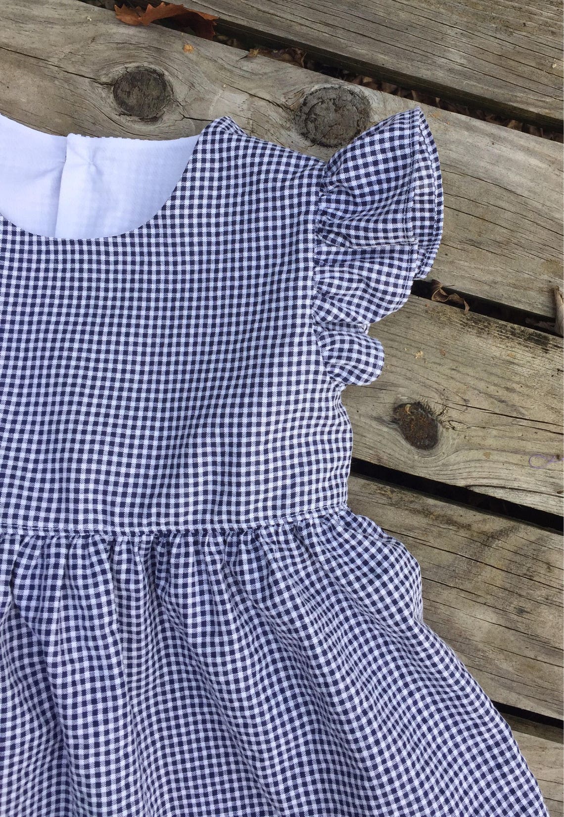 Blue Seersucker Flutter Sleeve Girl Dress Navy Blue Dress - Etsy