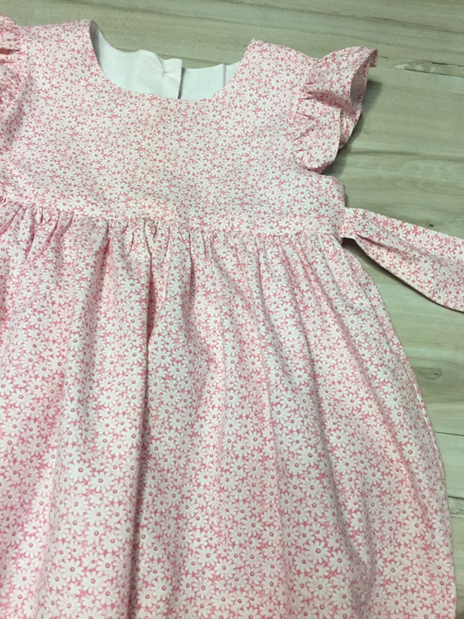 Pink Flutter Dress Flutter Sleeve Girl Dress Pink Floral - Etsy