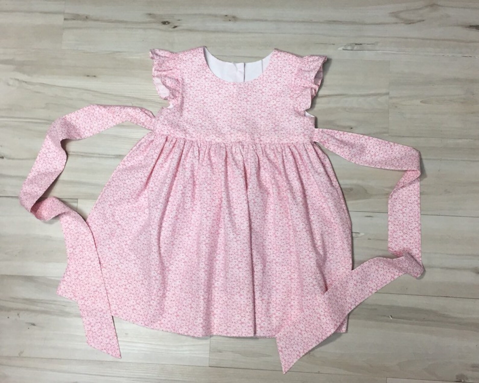 Pink Flutter Dress Flutter Sleeve Girl Dress Pink Floral - Etsy