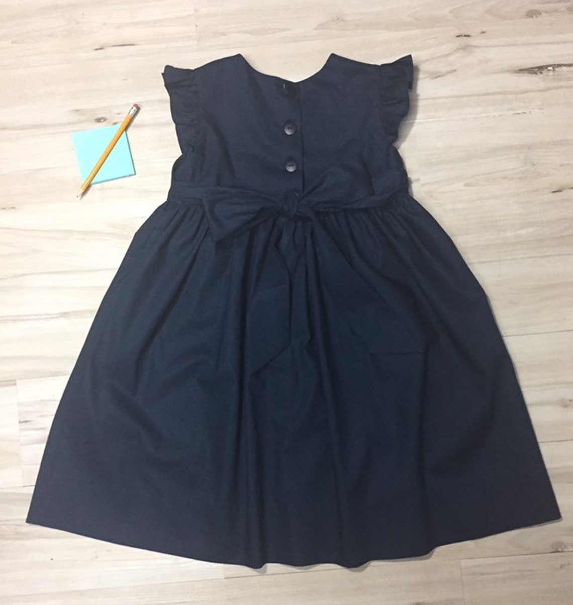Navy Flutter Sleeve Girl Dress, Toddler Flutter Sleeves Dress, Baby ...